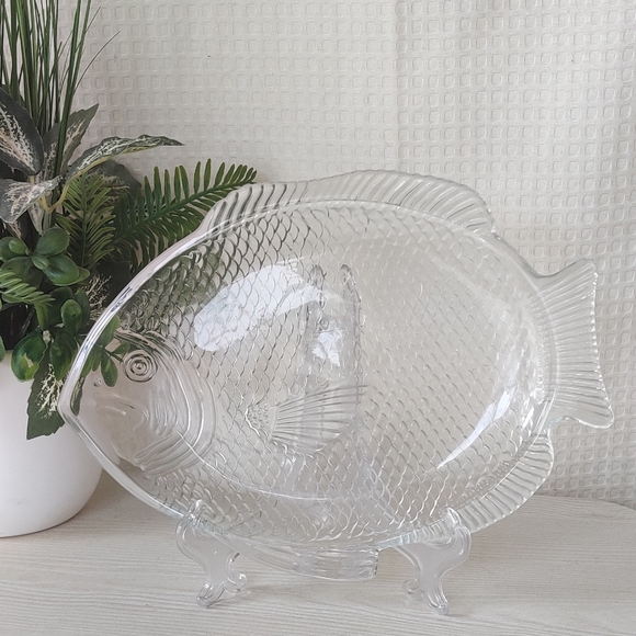 Dining | Vintage Clear Glass Fish Shaped Serving Plateplatter | Poshmark